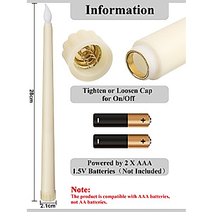 Funtery 48 Pcs Flameless LED Taper Candles Fake Candles Battery Operated Candles Bulk 11 Inch Flickering Taper Candles LED Tall Candles for Christmas Valentine's Day Church Wedding(Ivory)