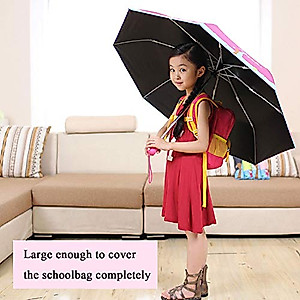 AloveTree Kids Folding Umbrella Automatic Open Cartoon Travel Umbrella Compact Windproof for Girls Boys