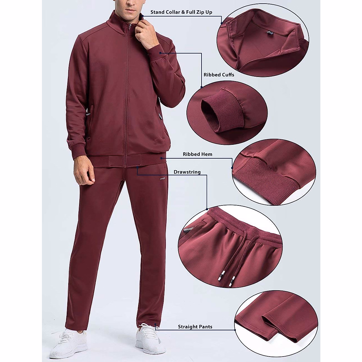 MAGCOMSEN Sweatsuit for Men Big and Tall Gym Suits Running Sets 2 Piece Sports Jackets Sports Pants Sets Workout Sets Jogger Suits Casual Suits