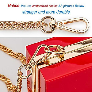 Acrylic Clear Purse For Women, Crossbody Shoulder Handbag Evening Clutch Bag Chain Strap - Red