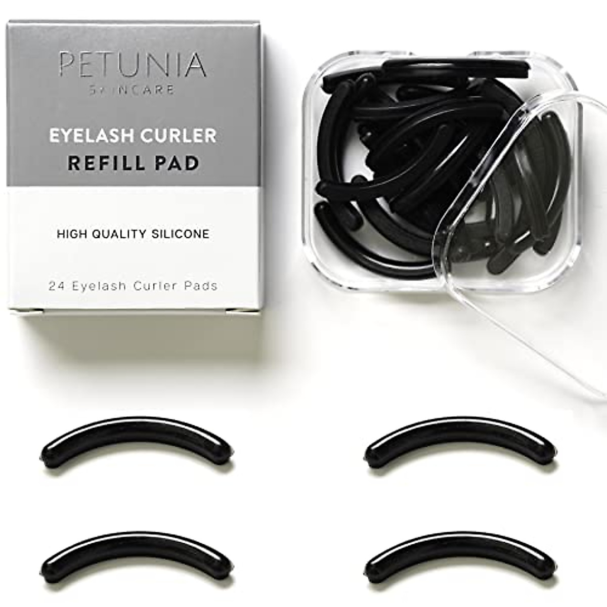 Black Eyelash Curler Refills (24-Pack) Replacement Pads | Eye Lash and Cosmetic Accessory | Create Permanent Curls and Intense Lashes | Universal Fit for Standard Curlers