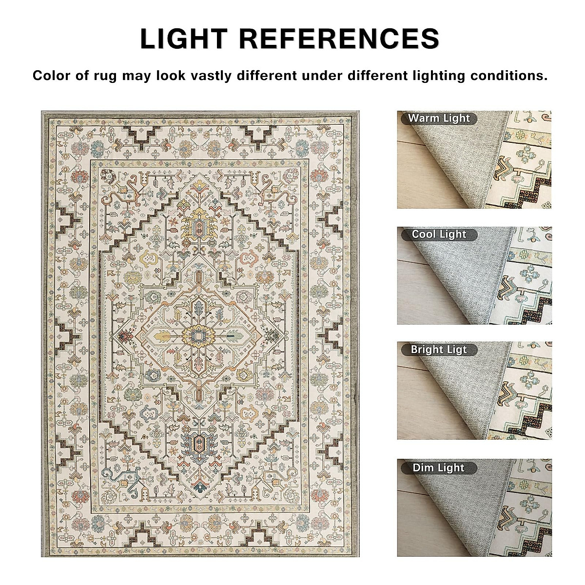 Rineflo-2'x3' Washable Indoor Doormat, Non-Slip Retro Door Mat ，Boho Mat Low-Pile Entryway Rug，Suitable for Bedroom, Study, Bathroom Entrance Carpet (Beige Green, 2'x3')