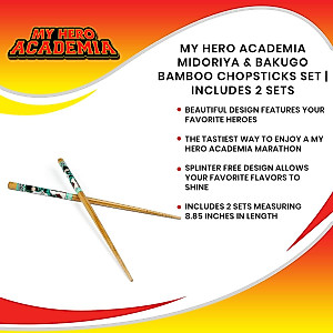 My Hero Academia Chopsticks, Set of 2 My Hero Academia, Deku, Todoroki, All Might, Plus Ultra, Bakugo