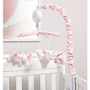 The Peanutshell Pink Elephant Musical Crib Mobile - Digital Music Box with 12 lullabies