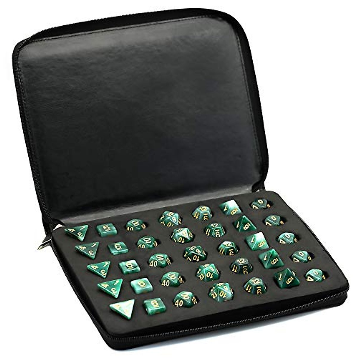 UDIXI Leather Dice Bag , Dice Box for Dice Storage, Role Playing Game as Dungeons and Dragons, Holds Up to 35 Dices/7 Sets DND Dice - Black