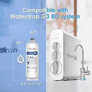 Waterdrop WD-G3-W Replacement Filter, Replacement for WD-G3-W Reverse Osmosis System, CF Filter + CB Filter + RO Filter, New Logo Design
