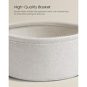 VASAGLE End Table, Small Bedside Table with Fabric Basket, Modern Nightstand, Round Side Table, for Living Room, Bedroom, Cream White ULET223K67