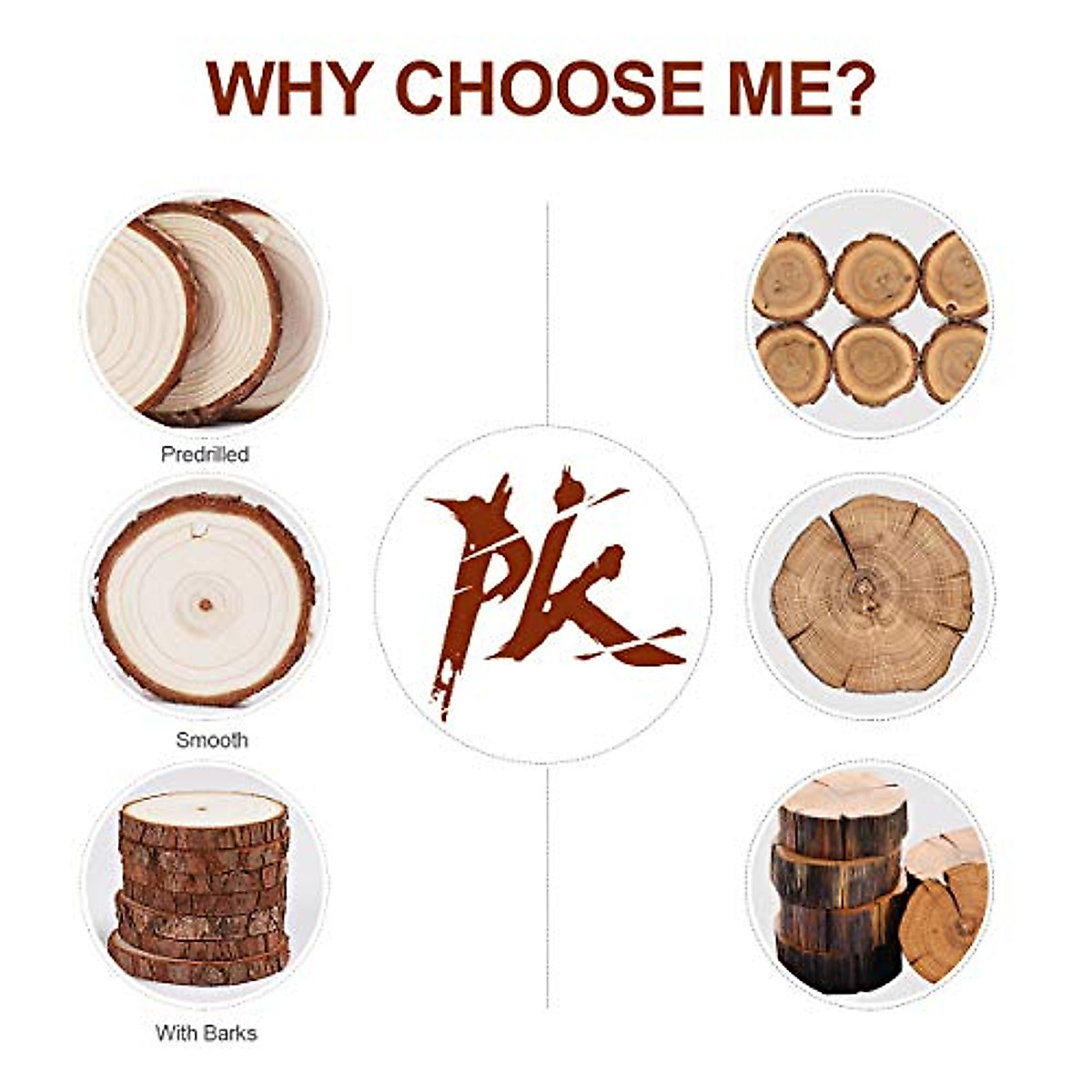 5ARTH Natural Wood Slices - 30 Pcs 3.5-4 inches Craft Unfinished Wood kit Predrilled with Hole Wooden Circles for Arts Wood Slices Christmas Ornaments DIY Crafts
