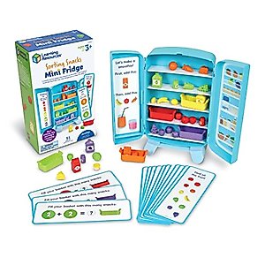 Learning Resources Sorting Snacks Mini Fridge ,51 Pieces, Ages 3+, Toddler Toys, Educational Toys, Snack Toys,Plastic Food Toys,Kids Kitchen Accessories