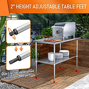 HOCCOT Stainless Steel Table for Prep & Work 24" X 48" inches with Adjustable Shelf, Commercial Workstations, Utility Table in Kitchen Garage Laundry Room Outdoor BBQ