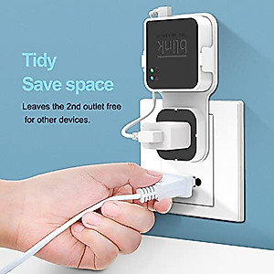 DLNLIY Outlet Wall Mount for Blink Sync Module 2 with Short Cable - Easy Installation No-Drilling Mounting Bracket for Blink Outdoor and Blink Indoor Home Security Cameras