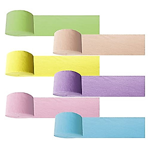 InnoFun Birthday Party Crepe Paper Streamers Decoration,Colored Streamer Backdrop,6 Rolls 492ft(1.8 Inch x 82 Ft/Roll) (Pastel01)