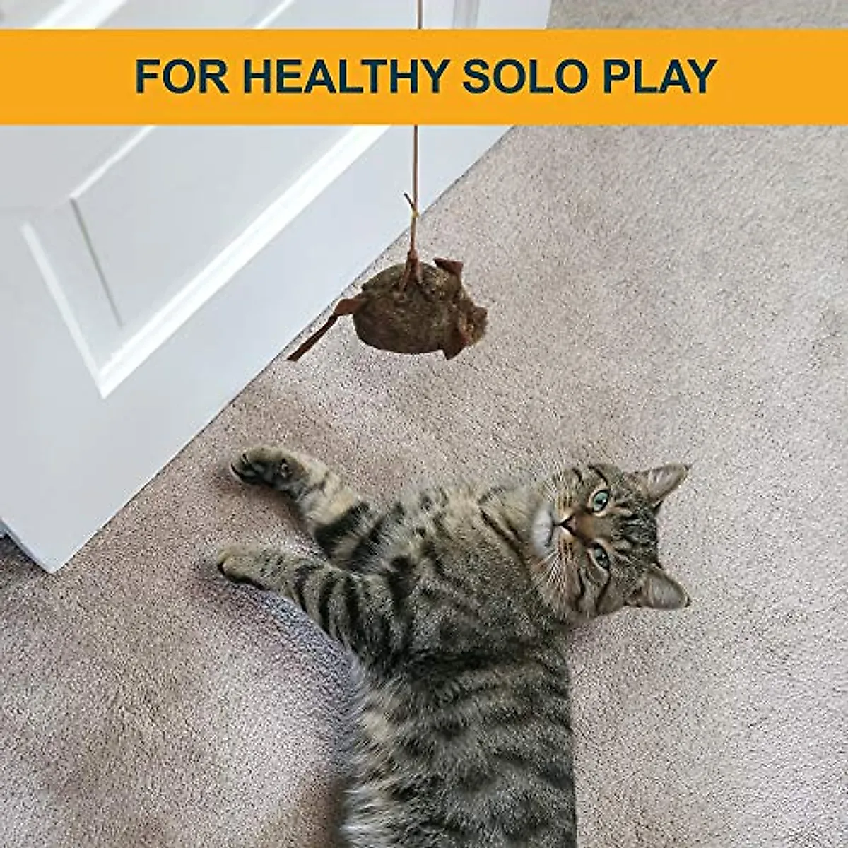 Our Pets Play-N-Squeak Batting Practice Interactive Cat Toy (Cat Toys for Stimulating Play with Real Mouse Sound, Catnip Toys to Entice Hunting Instincts) Brown 4.5 x 1.6 x 7.8 inches