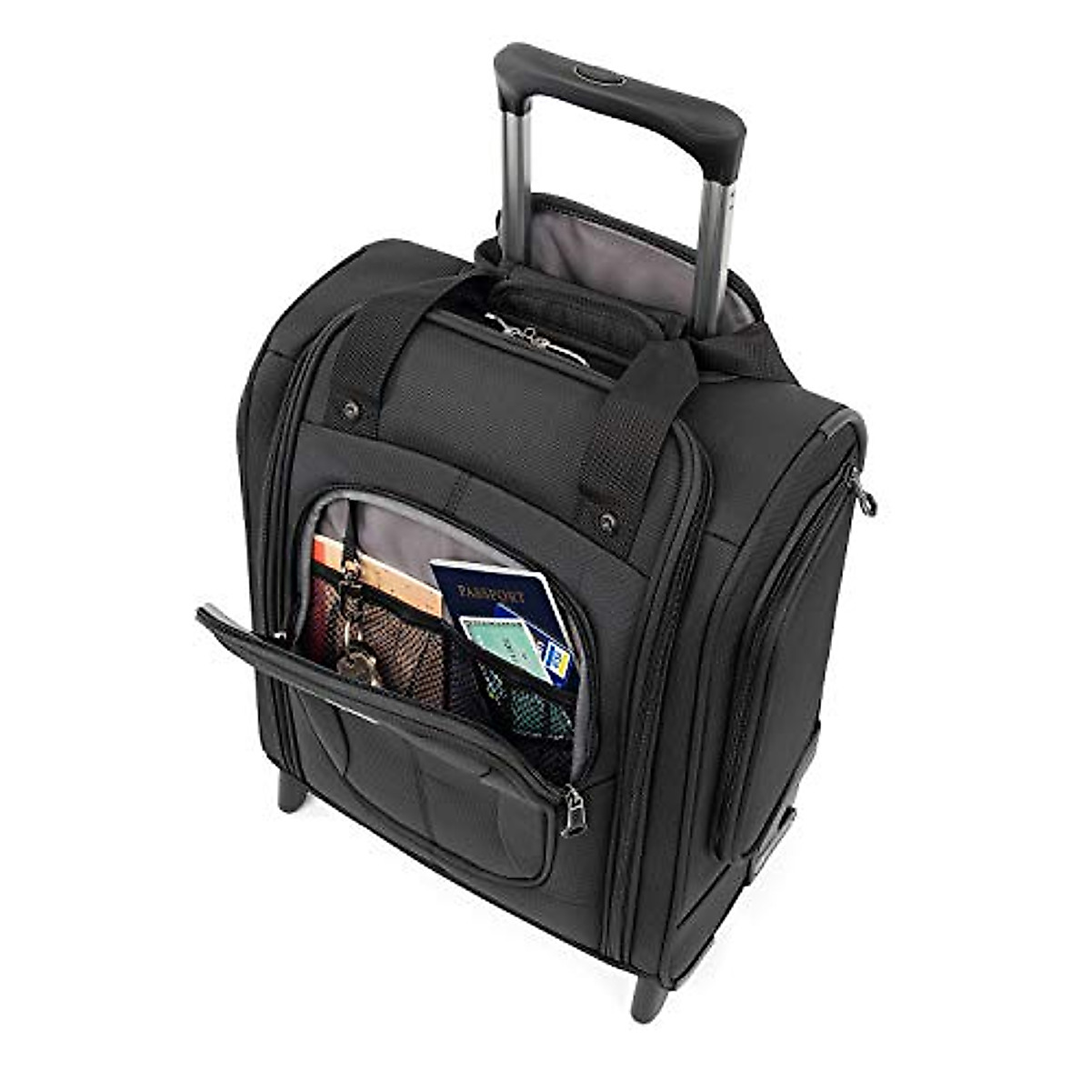 Travelpro Tourlite Softside Lightweight Rolling Underseat Compact Carry-On Upright 2 Wheel Bag, Men and Women, Black, 15-Inch