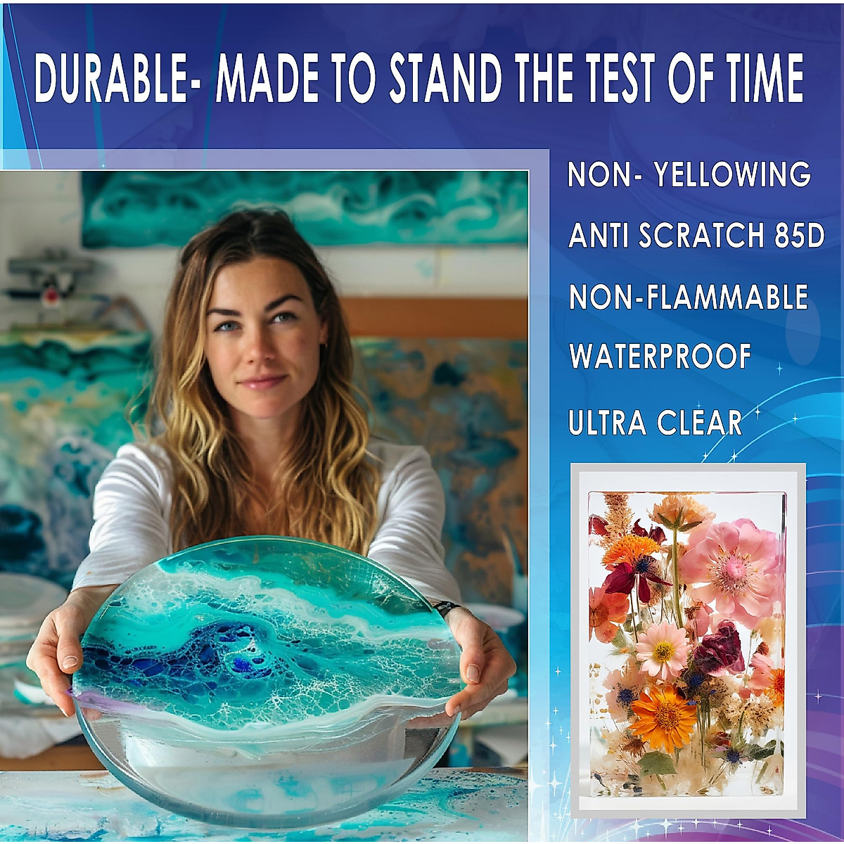 NAKED FUSION - Epoxy Resin 80 OZ KIT- Craft Art Resin -The CRAFTERS RESIN Crystal Clear Casting, Silicone Molds, Flowers, DIY, Art, Wood, River Table, Countertop, Food Safe, Non-Toxic- Heat Resistant