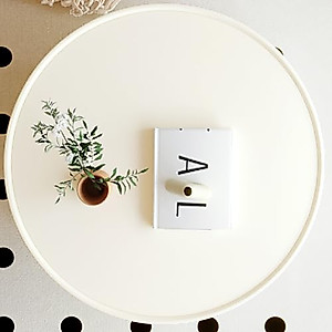 QEZEOM Small Round Coffee Table, Modern Living Room Low Coffee Table with Storage, Unique Center Table Suitable for Small Spaces, Scandinavian Style End Table, Farmhouse Night Stands, White