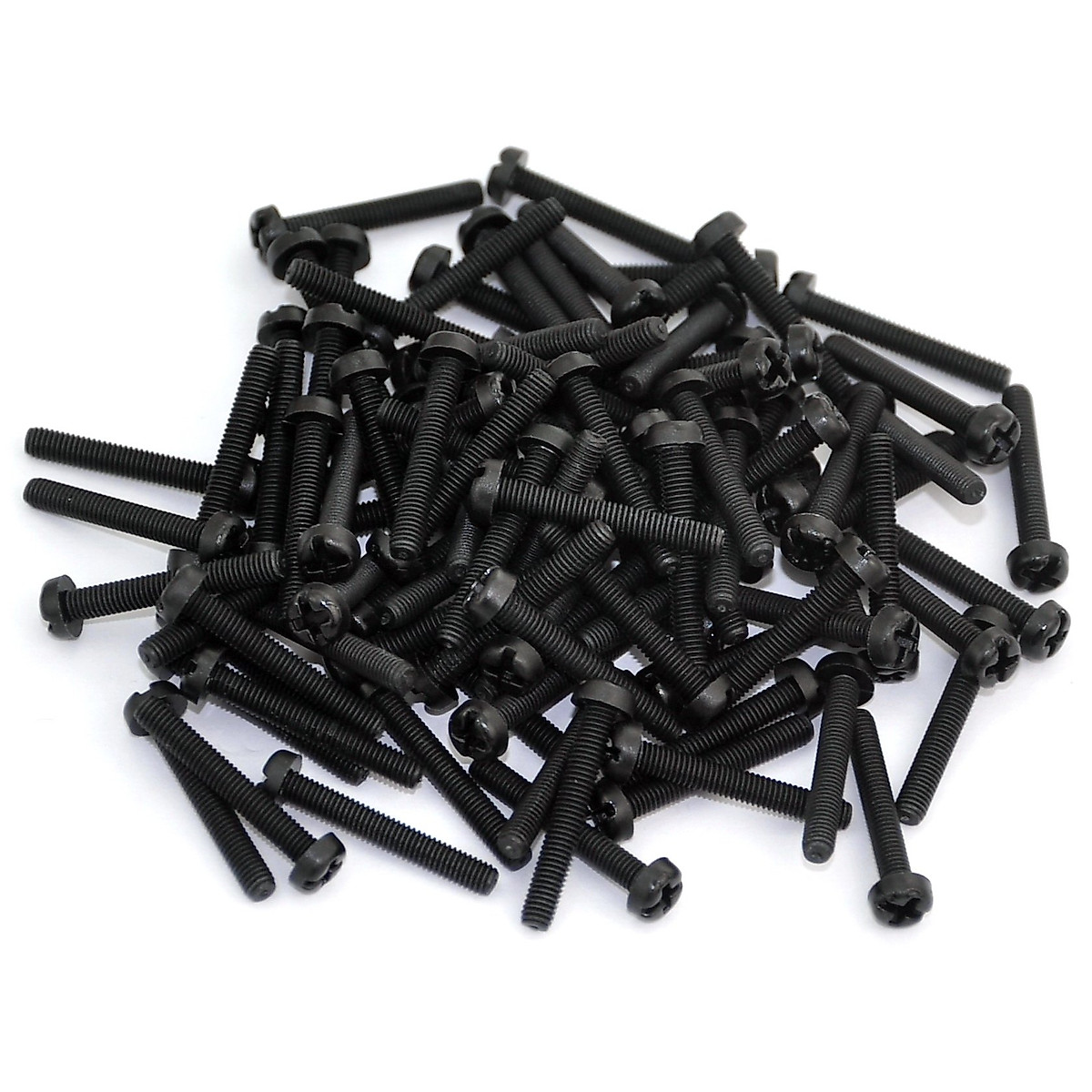 Electronics-Salon 100pcs M3 x 20mm Nylon Machine Screw, Black, Combination Phillips-Slotted Drive, Pan Head, Metric