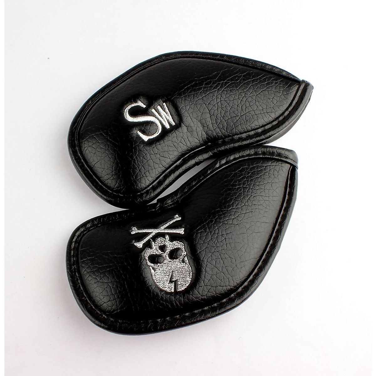 Craftsman Golf 10pcs Black Skull Thick Pu Synthetic Leather Golf Iron Head Covers Set Headcover Skull Fit All Brands Callaway, Ping, Taylormade, Cobra, Etc.