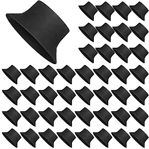 48 Pcs Black Bucket Hats Unisex Black Bucket Hats Bulk Cotton Wide Brim Sun Bucket Hat Fisherman Cap for Summer Men Women Outdoor Travel Beach