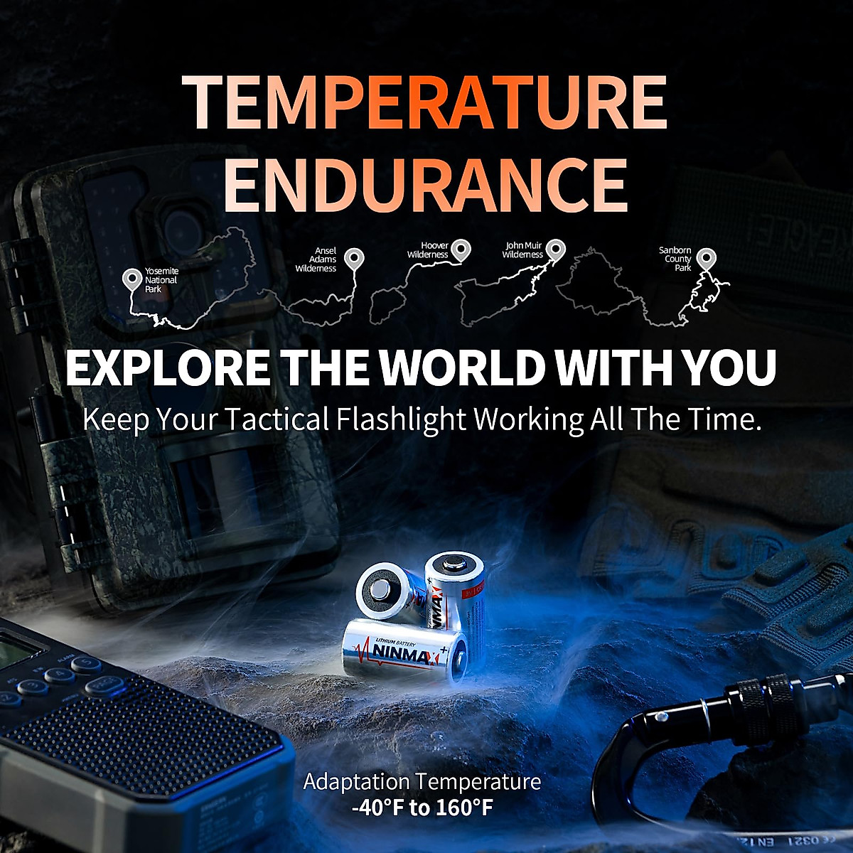 NINMAX® CR123A 3V Lithium Battery 24 Pack, No.1 1700mAh 3 Volt High Power 123A Lithium Batteries for High-Intensity Flashlights, Home Safety and Security, and More