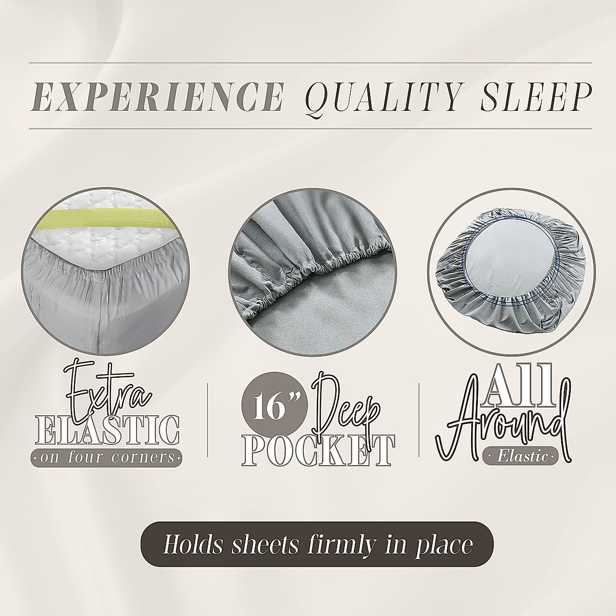 Elegant Comfort Eloise Marble Printed 6-Piece Sheet Set, 1500 Premium Hotel Quality Microfiber, Soft, Wrinkle and Fade Resistant, Fitted Sheets with Smart Pockets, Marble Sheet Set, Queen, White