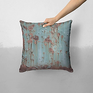 iiRov Subtle Blue Metal with Rust - Custom Decorative Home Decor Indoor or Outdoor Throw Pillow Cover for Sofa, Bed or Couch Cushion (Pillow CASE Cover ONLY)