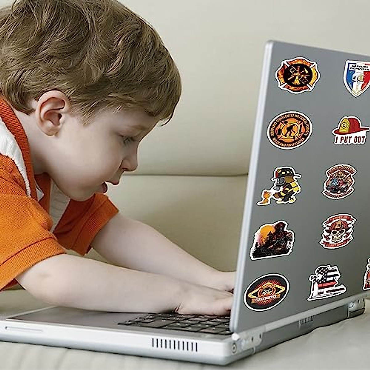 50 Pack Fireman Vinyl Stickers, Fire Truck Theme, Perfect for Adults, Kids on Fire Equipment, Water Bottles, Helmets, Laptops