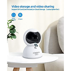 XIAOVV Home Security Cameras,2k 360 Degree 2.4ghz WiFi Security Camera,Privacy Mode,Night Vision Indoor Pet Camera with Alarm Push Phone app,SD&Cloud Storage