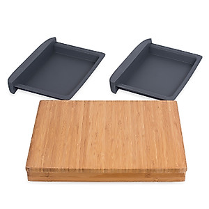 Internet’s Best Bamboo Cutting Board with Removable Drawer - Prep Storage - Chopping Slicing Wood Block Kitchen Board