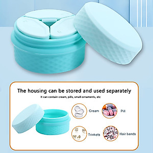 3 in 1 Travel Silicone Makeup Containers for Toiletries Shampoo Lotion Refillable Empty Jars with Spoon, Portable Cosmetic Case for Trinkets Pills, including 3 Dispensers & 1 Protective Box (Blue)