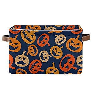 Halloween Colorful Pumpkins Storage Basket Bins Foldable Decorative Storage Box Laundry Hamper Baskte Storage for Bedroom Office Clothes Pet Nursery Living Room,1 pcs