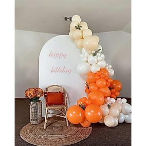 FOTIOMRG Orange Balloons 12 inch, 100 Pack Burnt Orange Latex Balloons Helium Quality for Halloween Birthday Wedding Baby Shower Party Decorations (with Orange Ribbon)