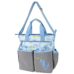 Crossbody Dinosaur Diaper Bag Tote with Changing Station for Baby Boy, 3 Piece Diaper Bag Set (Dinosaurs)