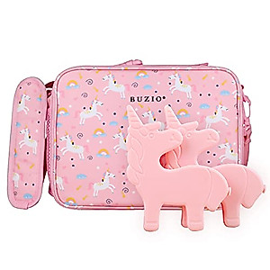 Kids Lunch Box Insulated with 2 Reusable Ice Packs, Large Lunch Bag Soft, Double Insulated, Durable, Water-Resistant Fabric with Zippered Pockets and Bottle Holder, Thermal Meal Tote Kit, Unicorn
