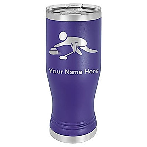 LaserGram 20oz Vacuum Insulated Pilsner Mug, Curling Figure, Personalized Engraving Included (Dark Purple)
