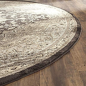 SAFAVIEH Vintage Collection 6'7" Round Taupe / Black VTG574D Oriental Traditional Distressed Area Rug