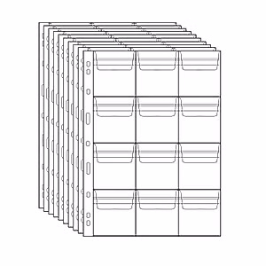 Coin Pocket Pages - 12 Pockets Standard 9-Hole Coin Pocket Inserts Collecting Sleeves for Coins 10 Sheets CS03112