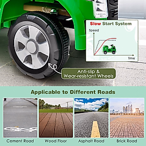 Costzon Ride on Car, 12V Battery Powered Recycling Garbage Truck w/Remote Control, Warning Lights, Music, Horn, 6 Recycling Accessories, Ride on Truck Toy for Kids 3-8 Years Old (Green)