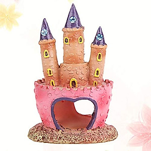 POPETPOP Aquarium Decorations Heart Castle - Fish Tank Decorations Cichlids Fish Hideout House Cute Castle for Girls Gift Toy Pink