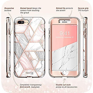 i-Blason Cosmo Glitter Clear Bumper Case for iPhone 8 Plus/iPhone 7 Plus, Marble