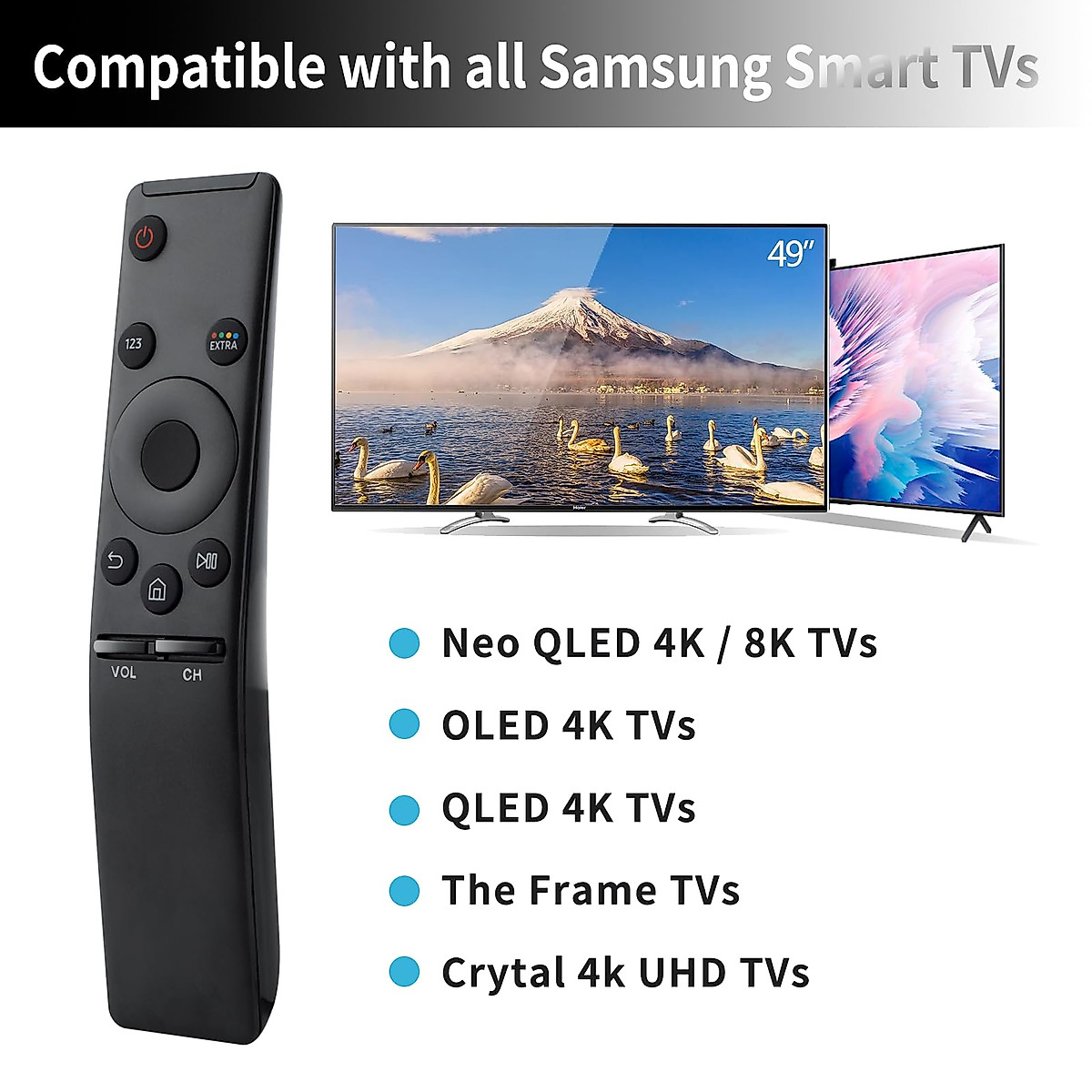 Newest Universal Remote Control Compatible with Samsung TV-Frame, Serif Curved UHD Neo QLED OLED 4K 8K Smart TVs【Pack of 2】