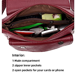 SULCET Women's Shoulder Bag Multi Pockets Crossbody Purse Leather Flapover Messenger Satchel Designer Travel Work Handbag