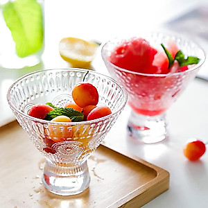 Kingrol 6 Pack Stemless Martini Glasses, Cocktail Glasses, 8 oz Glass Dessert Bowls, Mini Trifle Bowls, Perfect Glassware for Home Bar, Restaurant, Party