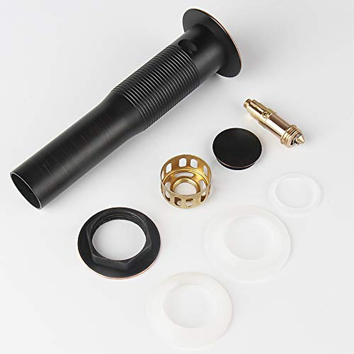 Oil Rubbed Bronze Pop Up Drain, Bathroom Vessel Lavatory Vanity Faucet Sink Detachable Basket Drain Stopper, ORB with Overflow