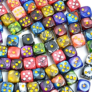 Smartdealspro 100-Pack Two Color Round Angle Six Sided Dice Die with Free Pouch for Tenzi, Farkle, Yahtzee, Bunco or Teaching Math (12mm)