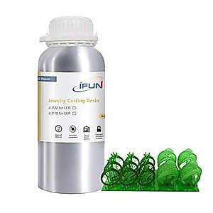 IFUN Jewelry Casting Resin for LCD 3D Printer Lost Wax Dental Casting UV-Curing Resin 405nm-Easy to Print- High Resolution Photosensitive Castable Resin Liquid- Bright Green 500ml
