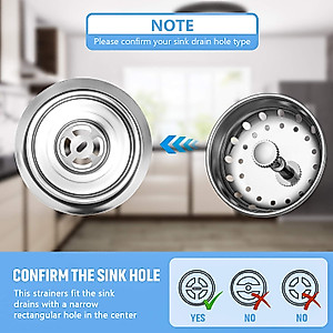 3 Pieces Kitchen Sink Stopper Strainer Garbage Disposal Plug, Stainless Steel Universal Anti-Clogging Kitchen Sink Filter Sieve Basket Strainer, Wide Rim for Kitchen Sink Drain (Silver)