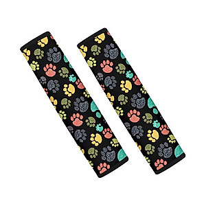 AFPANQZ Two Pack Cat Paws Car Seat Belt Cover for Women Mens Pads Drivers Shoulder Protetion Car Seats Accessories Vehicle Auto Seatbelt Cushion Pads Universal Fit Cute Dog Paws Print Black
