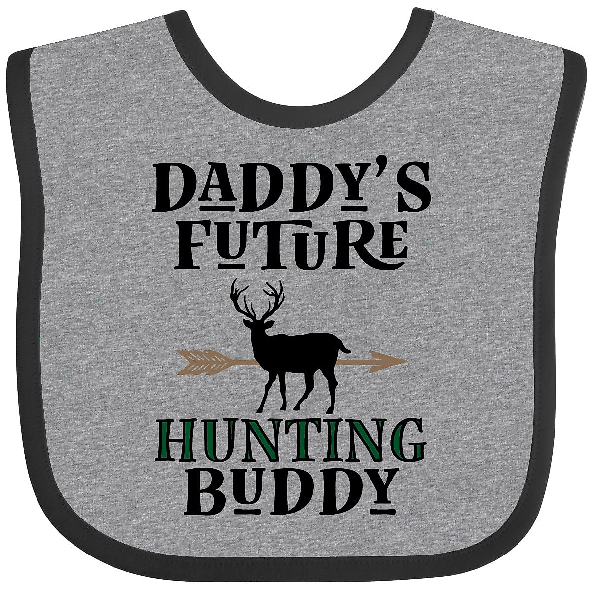 inktastic Daddy Future Hunting Buddy Baby Bib Heather and Black 34a1b