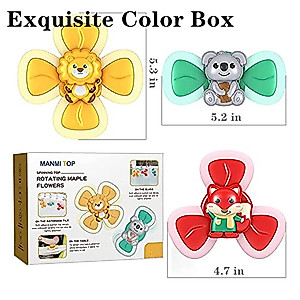 YLTTZH 3 Pcs/Set Toddler Toys Suction Cup Fidget Spinner Toys for Babies 1 2 3,Toddlers Suction Fidget Spinning Toys for Babies,Bath Teething Airplane Window Travel Sensory Toys for Toddler Baby 1-3